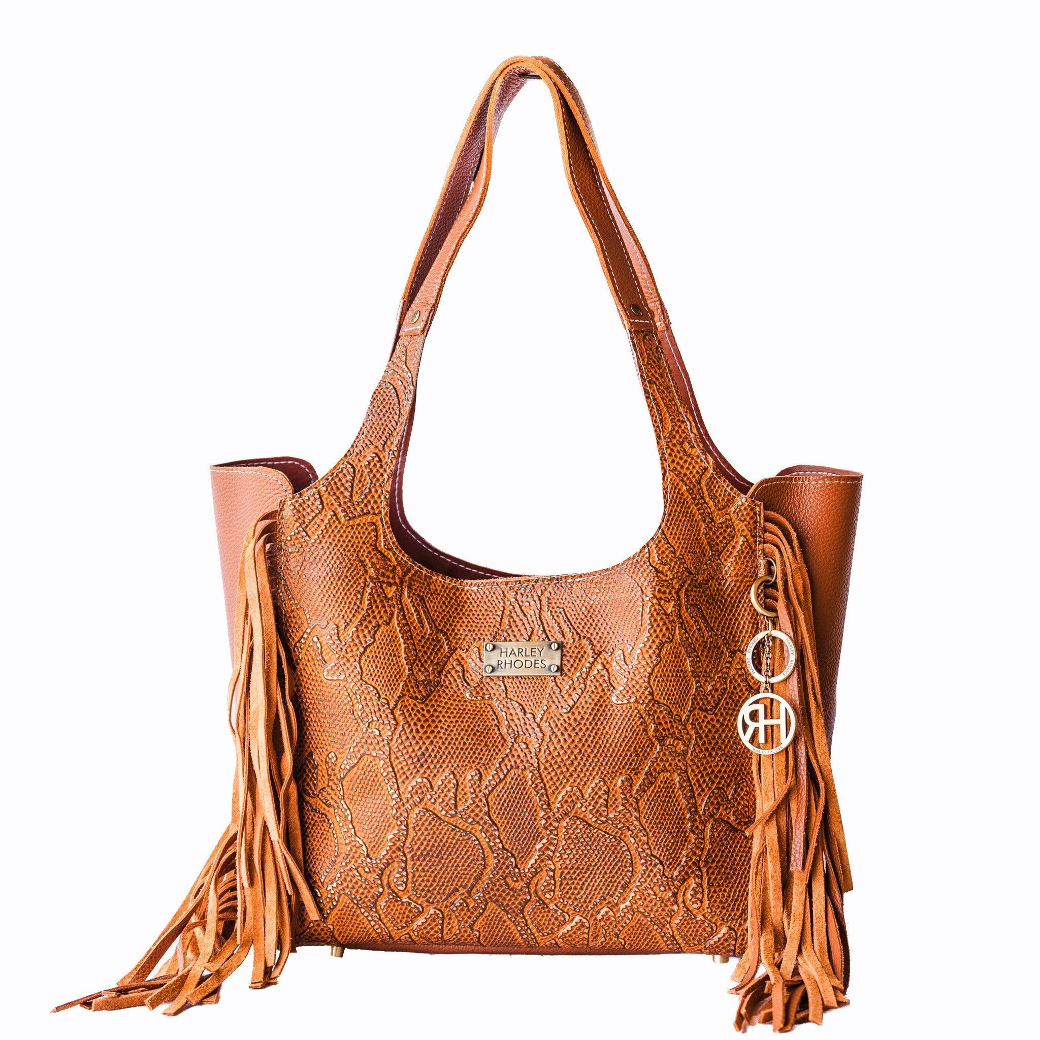 Embossed Leather Carol Tote | Harley Rhodes – Dancing Cactus Designs