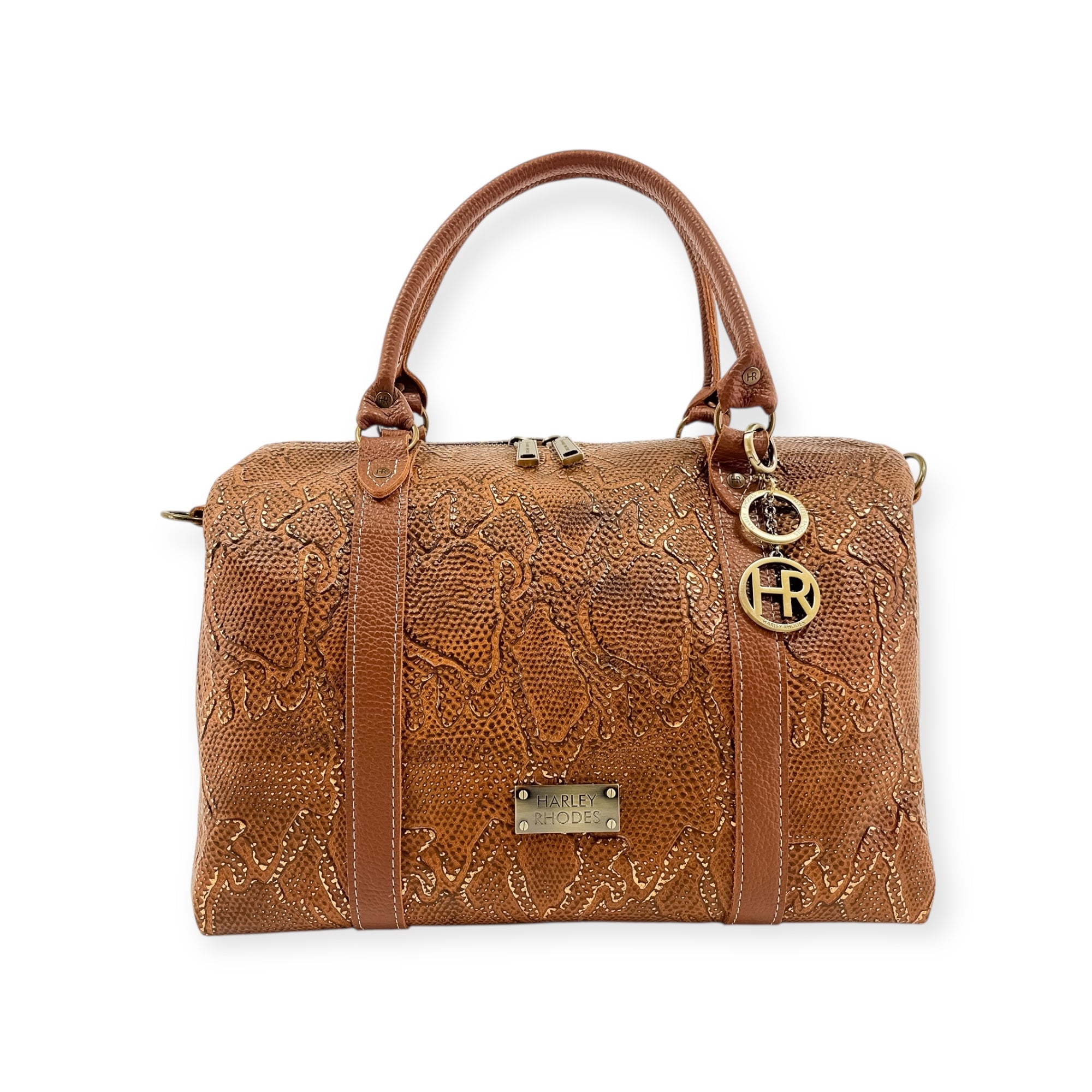 Embossed Leather Stowaway Voyager Handbag | Harley Rhodes – Dancing ...